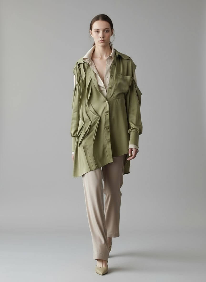 ELENA RUDENKO Olive Green Abby Blouse – Flying Solo NYC