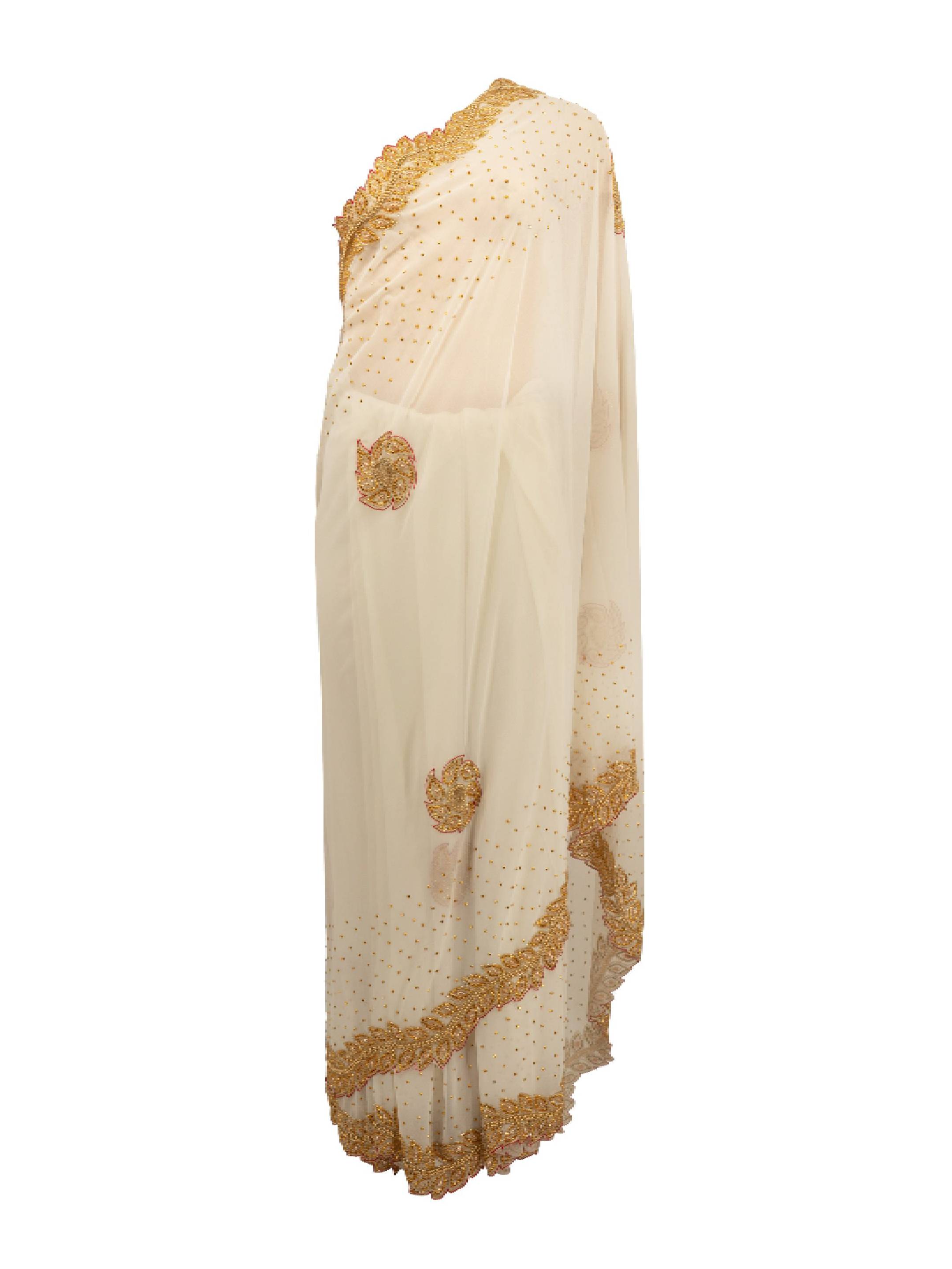 Hakoba Inc. The Royal Gold/Cream/Red Beaded Saree – Flying Solo NYC